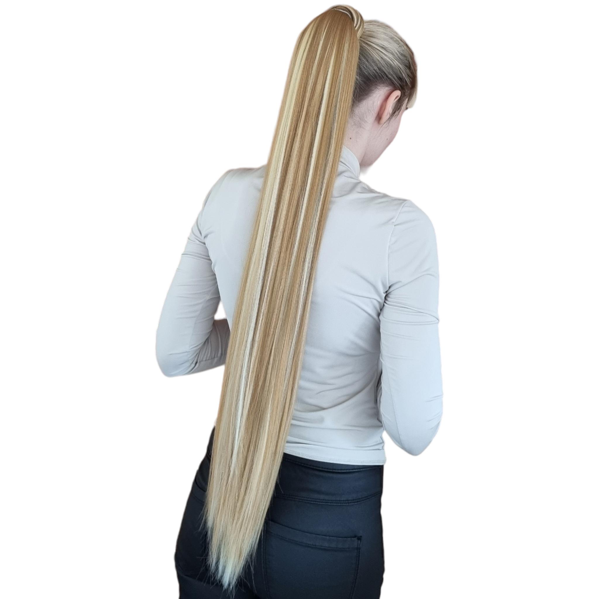 Prisegama plaukų uodega šviesiai rudos spalvos su šiesiomis sruogomis ...